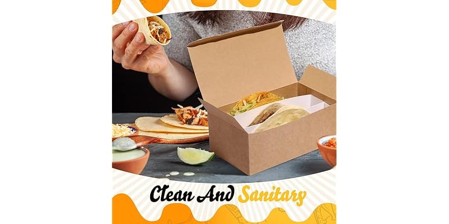 60 Pack Cardboard Taco Take Out Boxes