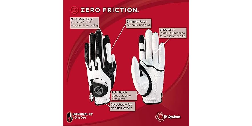 Zero Friction Unisex Junior Golf Gloves RH
