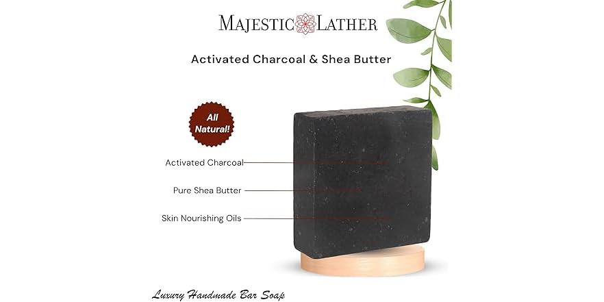 Majestic Lather Activated Charcoal & Shea Butter Luxury Bar Soap for Face