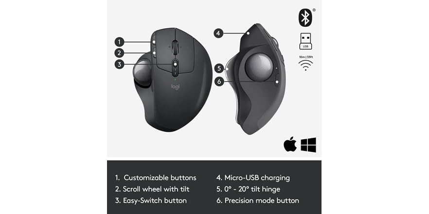 Logitech MX Ergo Wireless Trackball Mouse