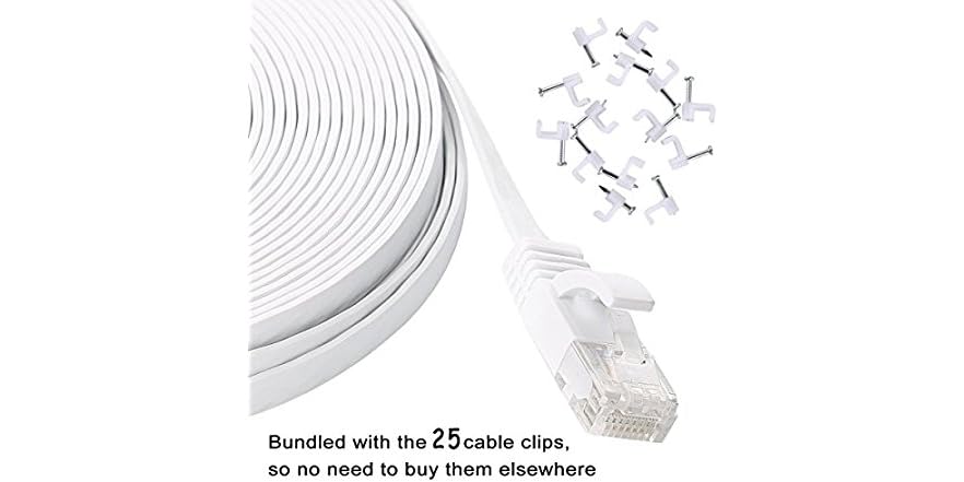 Cat6 Cable 100' w/ Clips