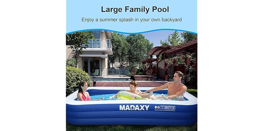Inflatable Pool, MADAXY 120" X 72" X 22"