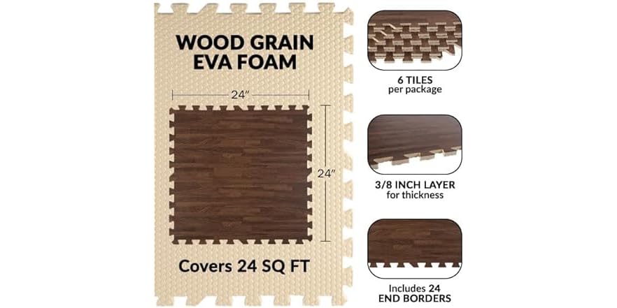 Stalwart EVA Foam Floor Tiles 6-Pack 24 SQFT