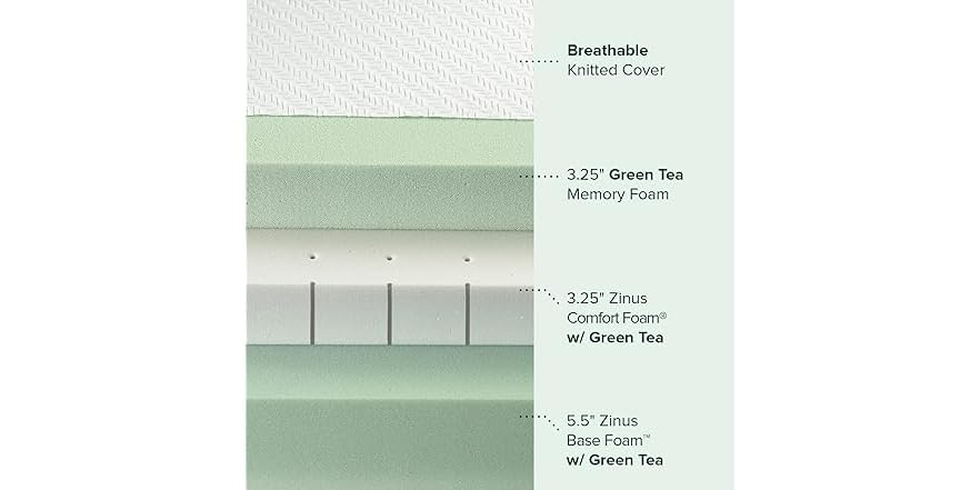 Zinus Queen 12" Green Tea Luxe Memory Foam Mattress