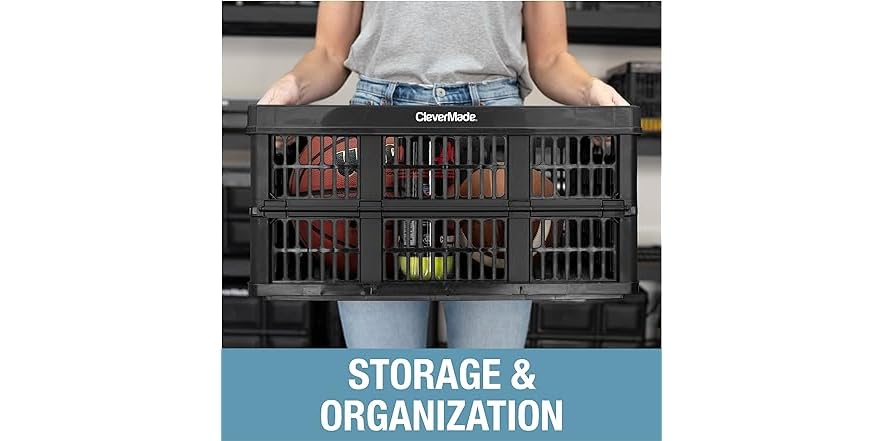 CleverMade Collapsible Utility Crate - 45L Black
