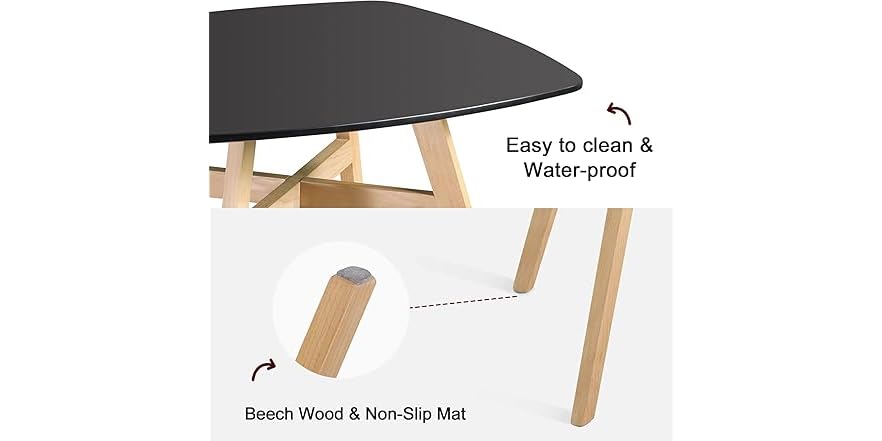 KM Legend Mid Century Modern Square Table