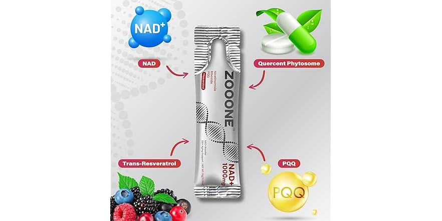 (30 Pack) zooone NAD+ 1000mg Liquid Packets Supplement