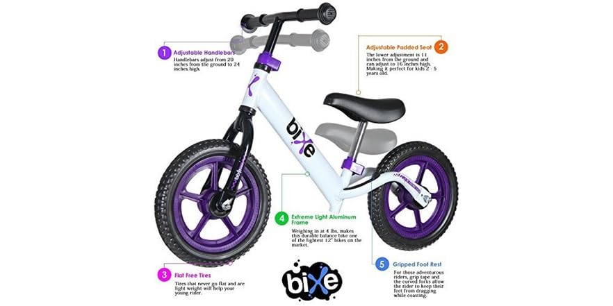 Bixe Aluminum Balance Bike Kids Toddlers