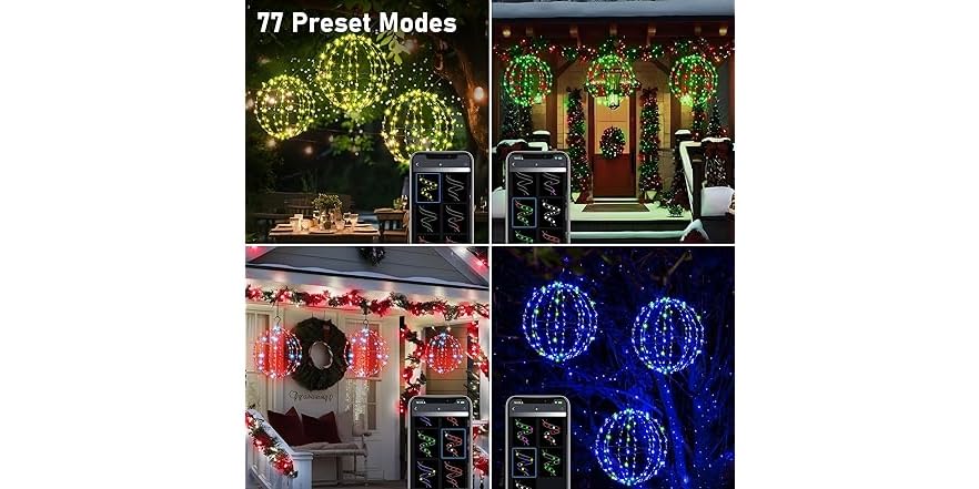 Probro BESL25 12" Smart Christmas Ball Lights 3PK