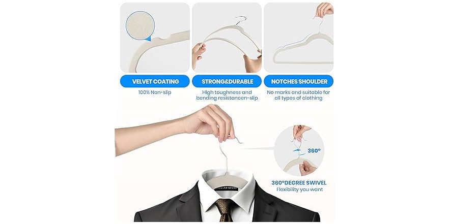 Simple Deluxe Velvet Hangers 50 Pack