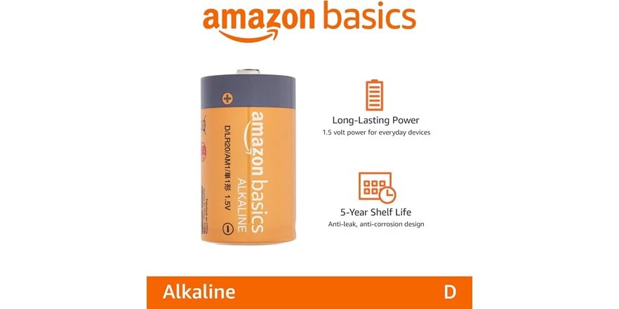 (12 Count) AmazonBasics D Alkaline Batteries