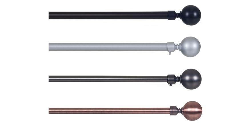 3/4" Sphere Curtain Rod 48"-86"-4 Colors