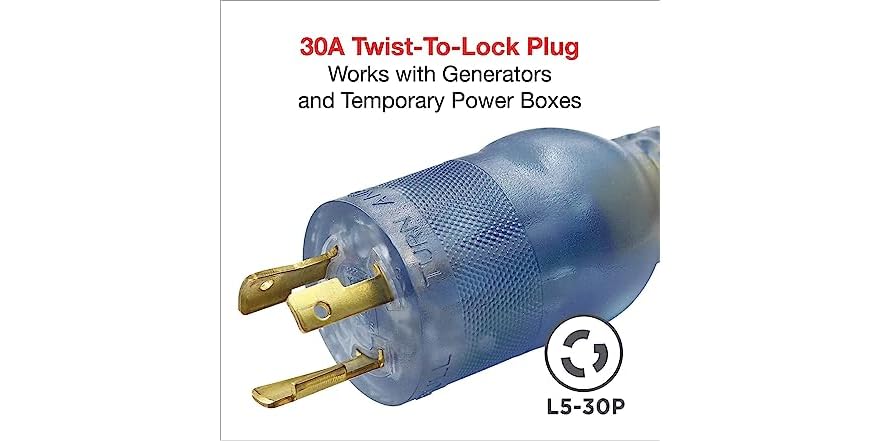 Clear Power 2ft 3 Outlet Generator Cord Adapter