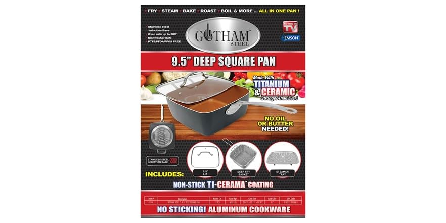 Gotham Steel Deep Square Frying Pan Set