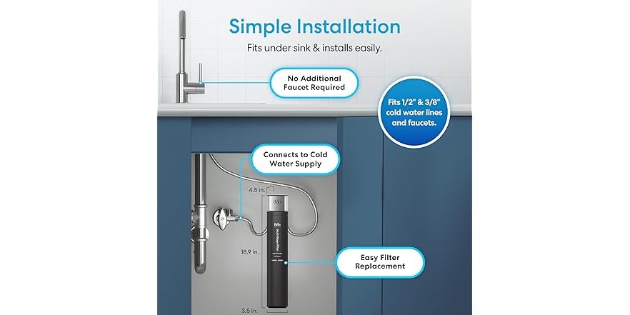 Brio 16" Under Sink Water Filter System for Faucet