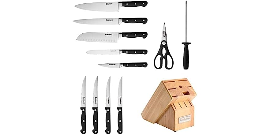 (NEW) Cuisinart 12pc Black Triple Rivet Block Set