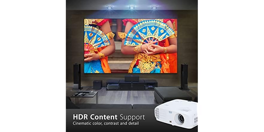 ViewSonic PX747-4K Projector, 3500 Lumens, HDR Support, Dual HDMI