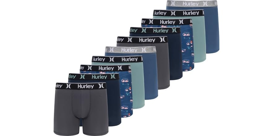 Hurley Mens 10 Pack Printed Boxer Briefs