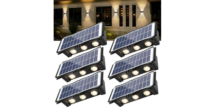 KIALUSH W0766 Solar Wall Lights Six lamp heads 6 pack