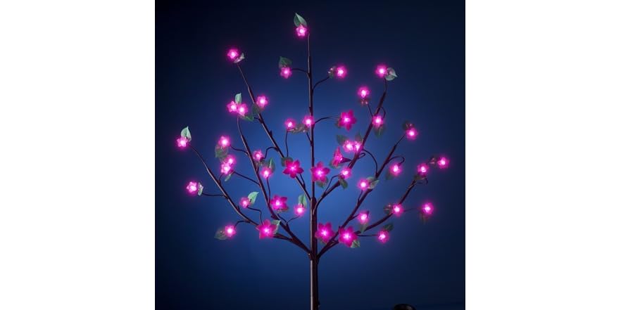 LED Bush with Leaves, Pink
