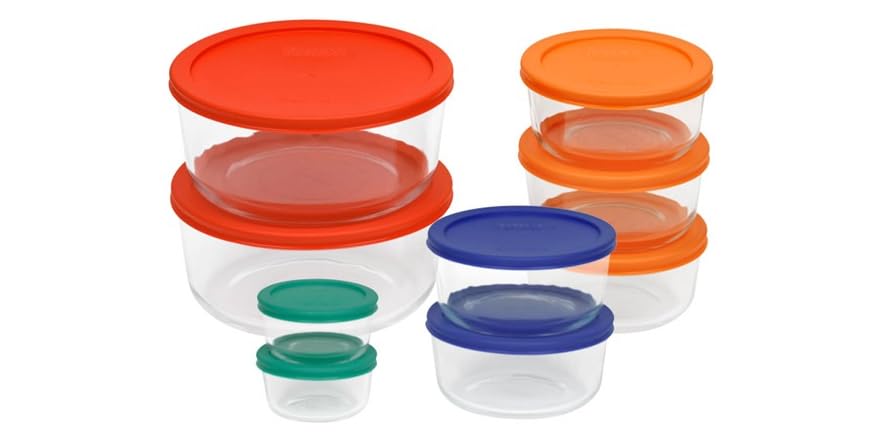 Pyrex 18-Piece Storage Set Color Lids