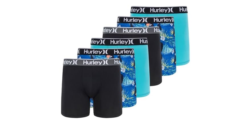 Hurley Men's 6 Pack Regrind Boxer Brief