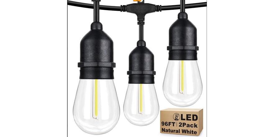 YLXS LED Outdoor String Lights, 2-Pack