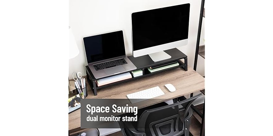 Mind Reader 2-Tier MDF Double Monitor Stand