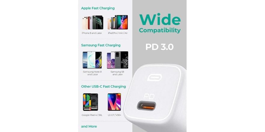 (2 Pack) 20W Mini USB-C PD Fast Wall Charger