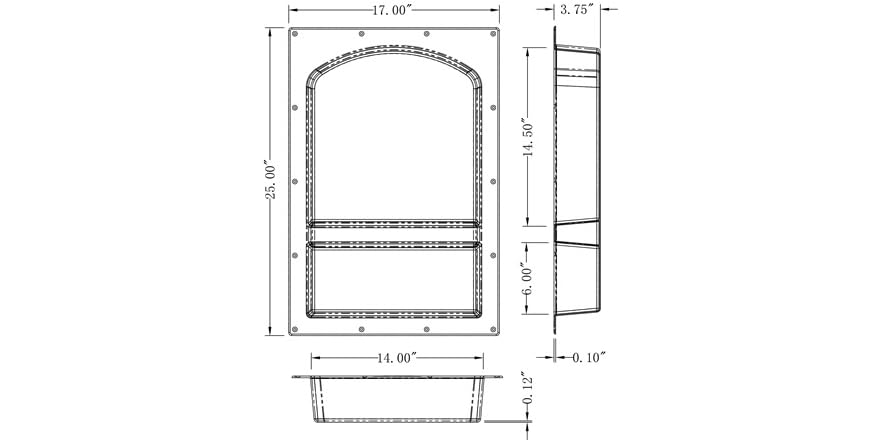 Recessed Shower Niche Arch Top Double Shelves