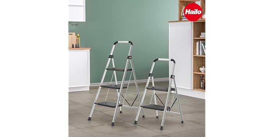 Hailo K71 2 Step ANSI Aluminum Silver/Black Stool