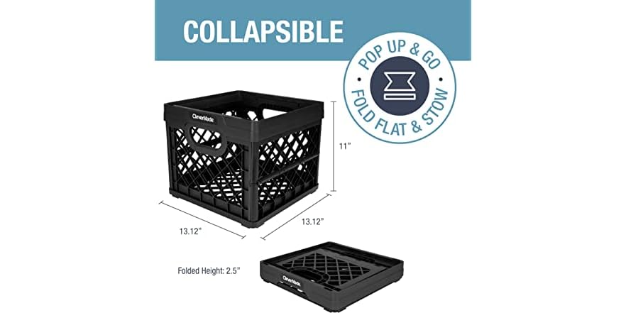 CleverMade 25L Collapsible Milk Crates