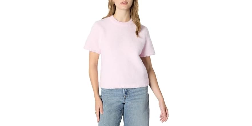 Women's Faux Mohair Short Sleeve Sweater