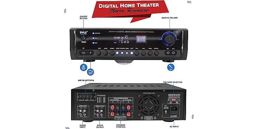 Pyle 300W 4 Channel Power Amplifier System