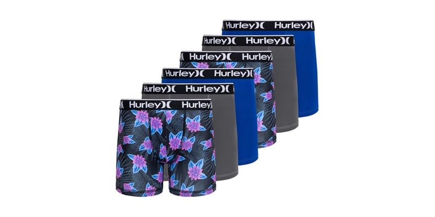 Hurley Men's 6 Pack Regrind Boxer Brief