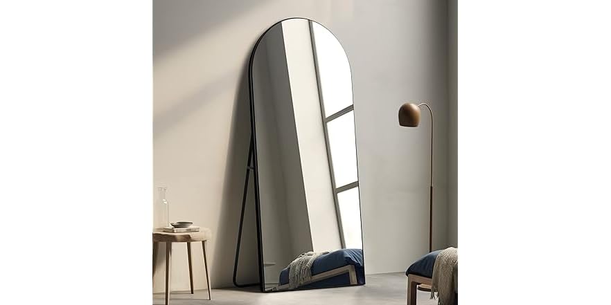 Pexfix Arched Full Length Mirror Black Wood Frame, 65x22"