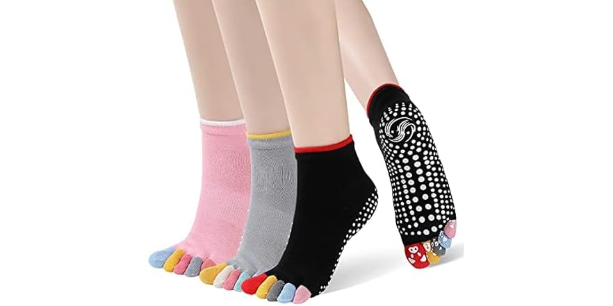 3 Pair Full Toe Socks With Sole Grip