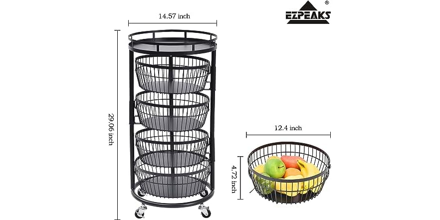 5-Tier Steel Kitchen Storage Tower