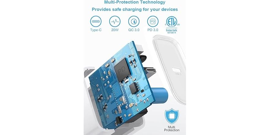 (2 PACK) 10FT Lightning Cable & 20W USB-C Charging Adapter