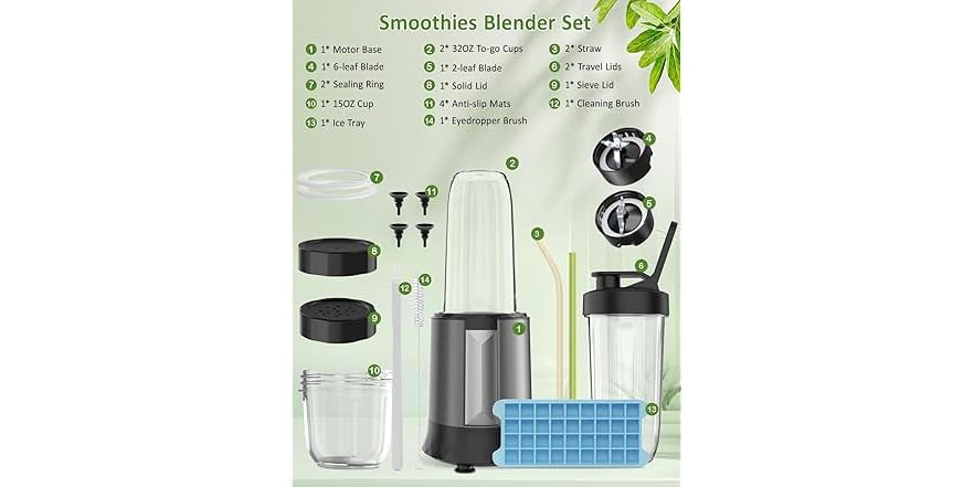 TOAKELI 1300W Smoothie Blender