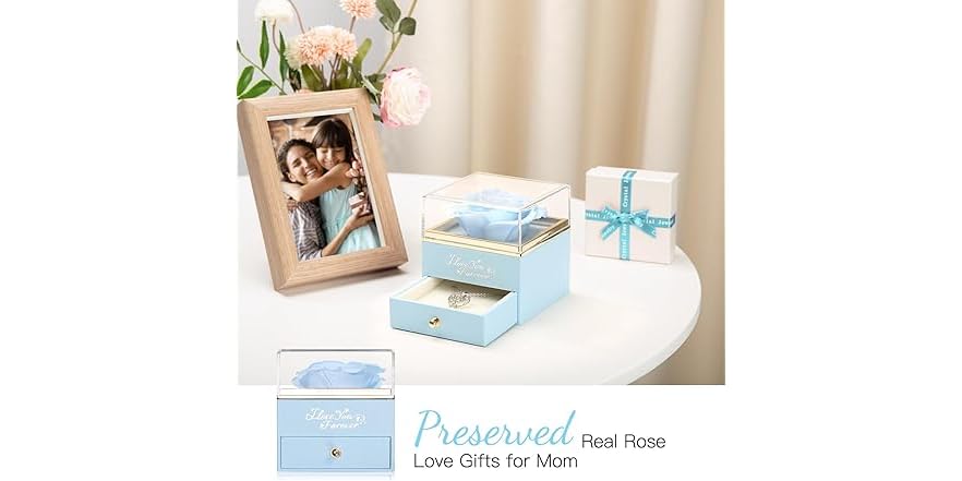 WILDLOVE Preserved Real Light Blue Rose