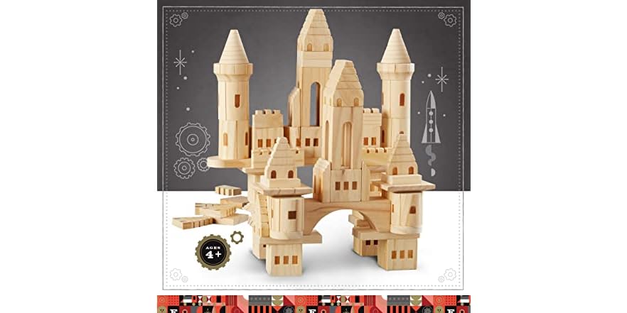Wooden Castle Building Blocks Set