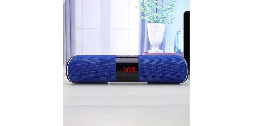 Wireless Soundbar Speaker with Clock Display and built-in FM Radio