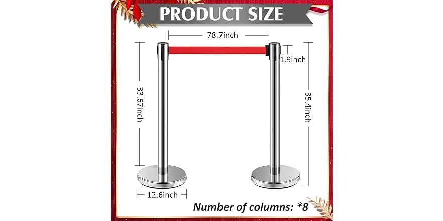 8 Stainless Steel Retractable Stanchions