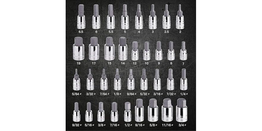 Master Hex Bit Socket Set, 35 Pcs Metric and SAE