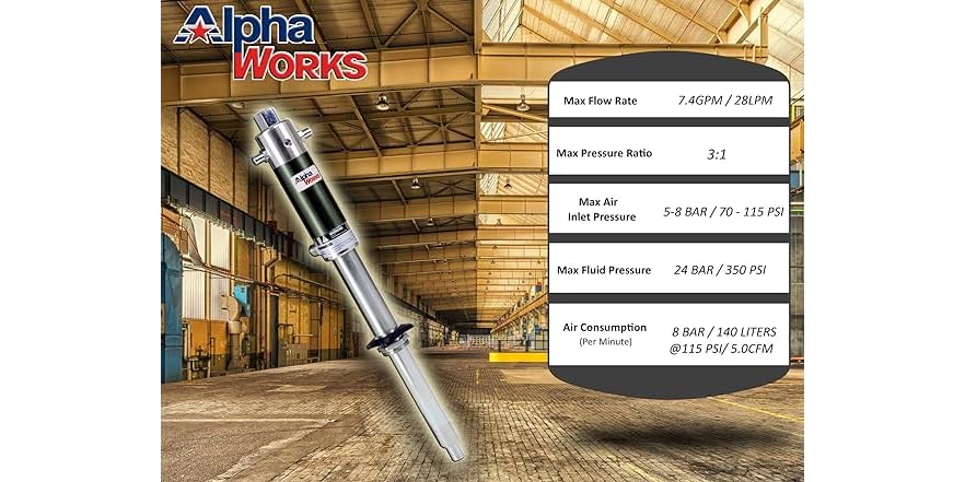 AlphaWorks Oil Transfer Pump Drum Air Operated Pneumatic