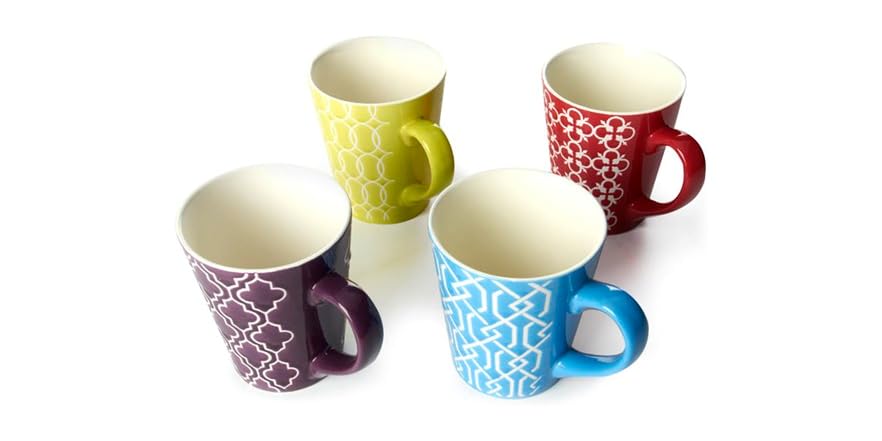 BIA Set of 4 13 oz Mugs-Glaze Pattern