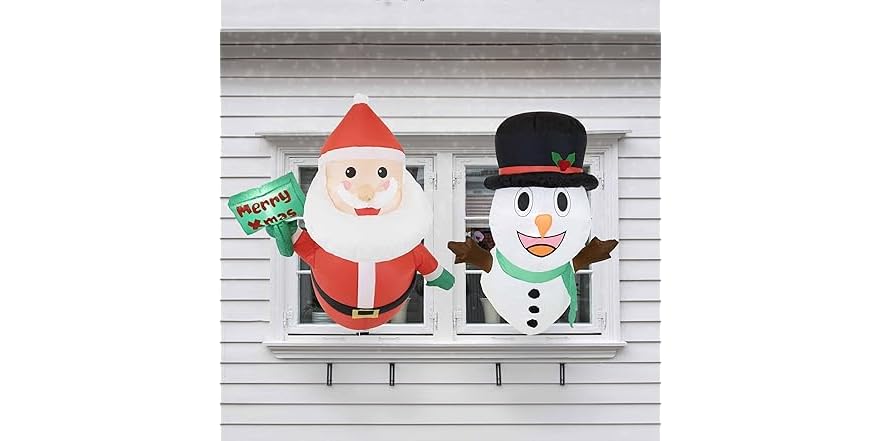 Santa and Frosty Duo Window Inflatable