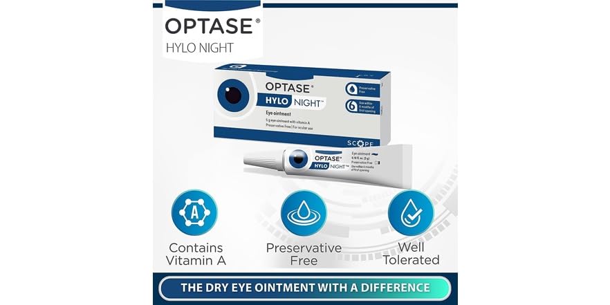 Optase HYLO Night Dry Eye Ointment, .18 oz