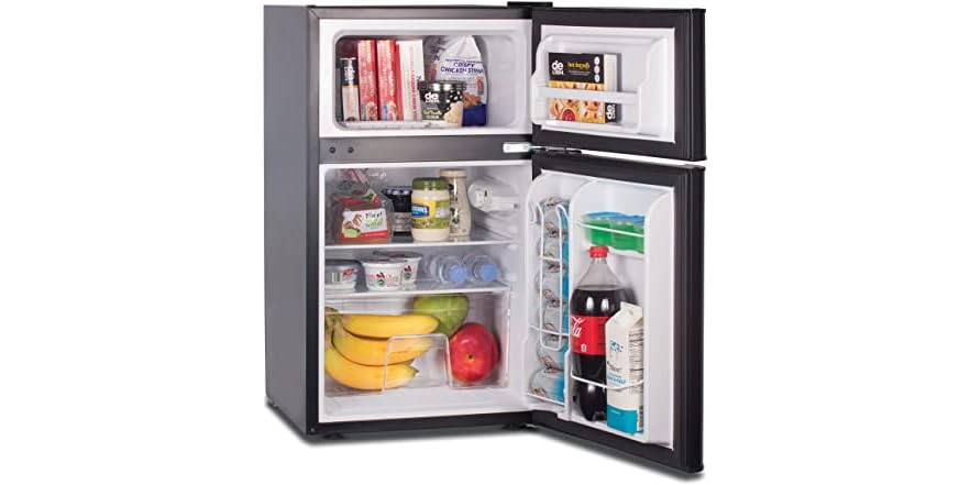 Compact Mini Double Door Refrigerator with True Freezer